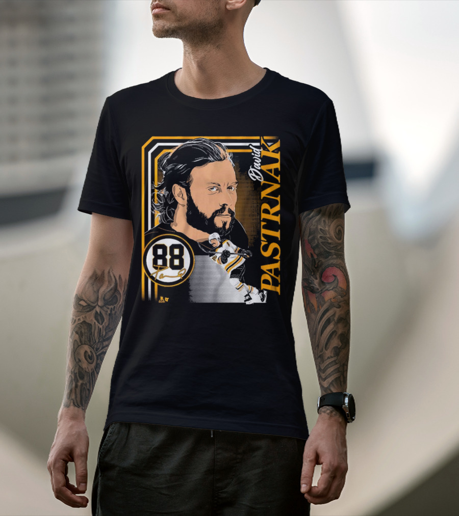 David Pastrnak 88 Hockey Illustration Collage T-Shirt