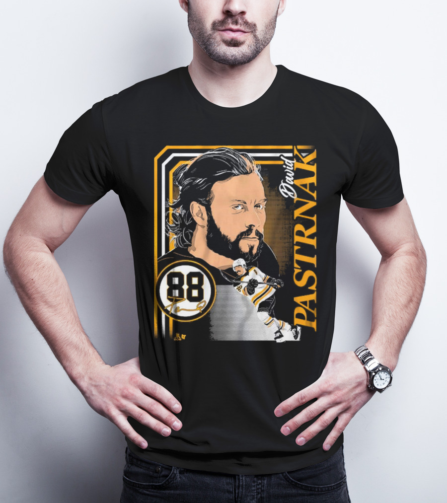 David Pastrnak 88 Hockey Illustration Collage T-Shirt