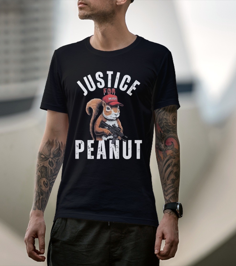 Justice For Peanut Maga Squirrel With Hat And Rifle T-Shirt