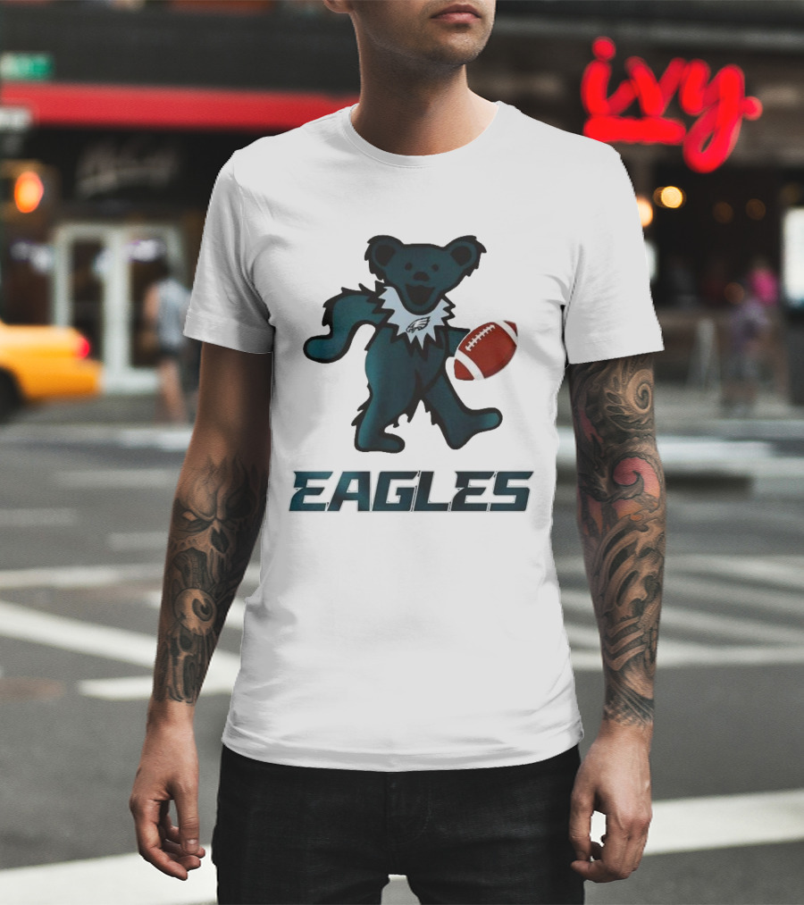Eagles Football Bear With Grateful Dead Influence T-Shirt