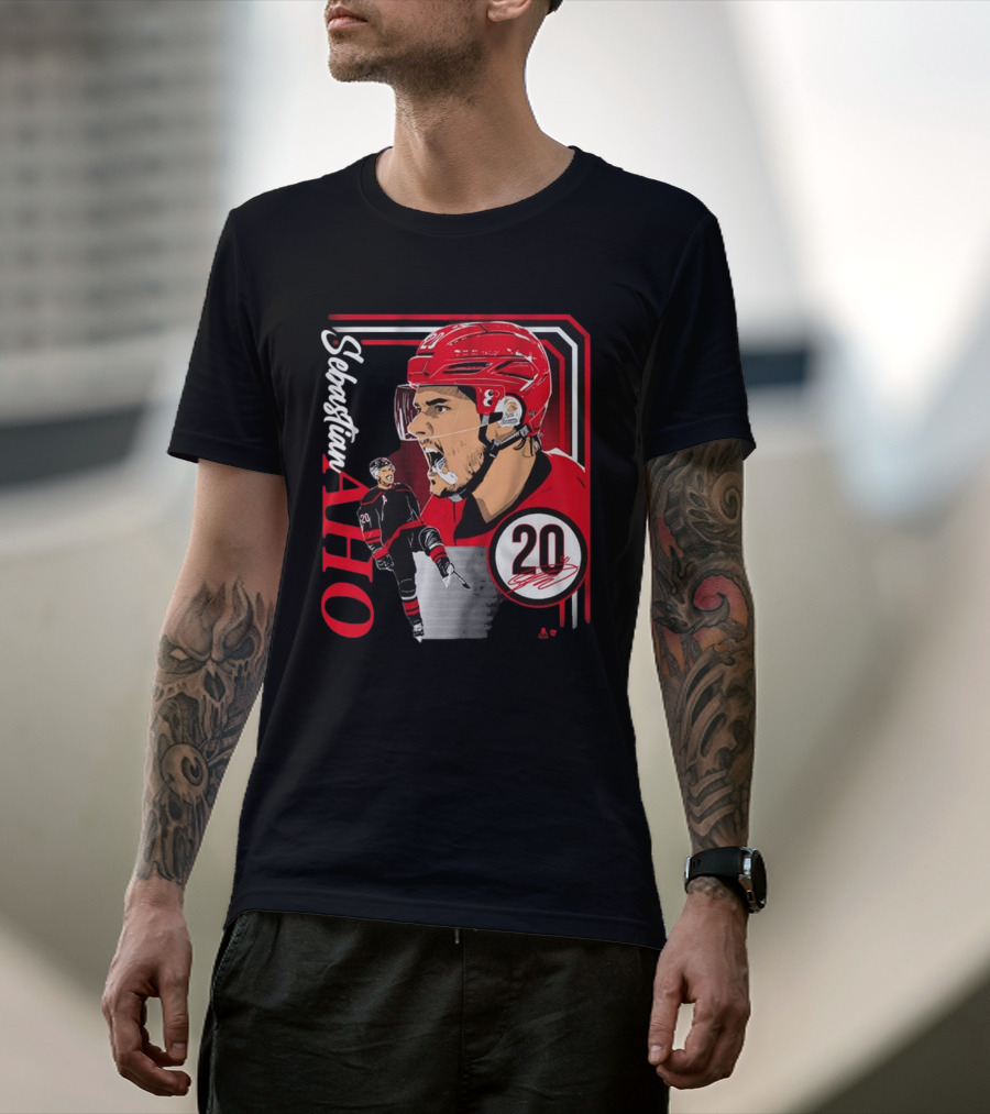 Sebastian Aho Number 20 Hockey Collage Frame T-Shirt