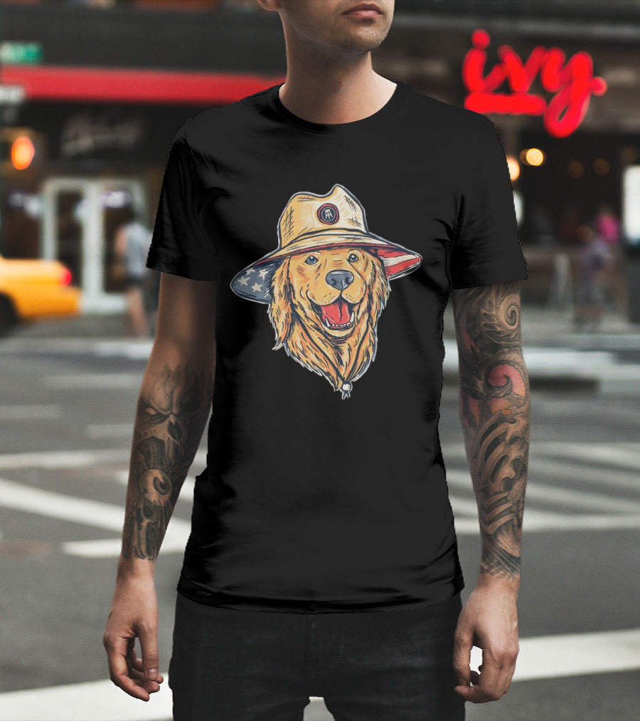 American Dog Bucket Hat USA Flag T-Shirt