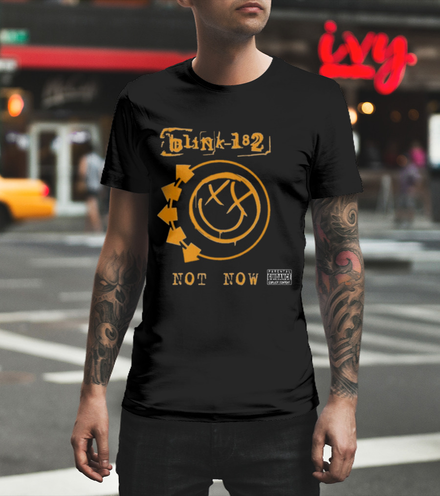 Blink-182 Not Now Greatest Hits Album Parental Advisory Smiley T-Shirt