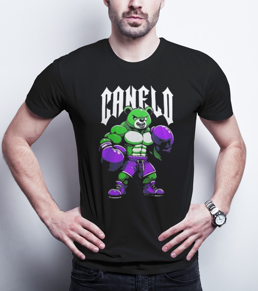 Canelo Boxing Bear In Green And Purple Gear T-Shirt