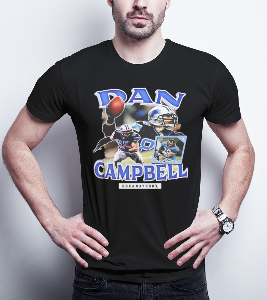 Dan Campbell Dreamathon Football Player Action Collage T-Shirt
