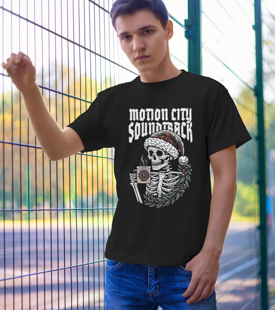 Motion City Soundtrack Skeleton Santa Hat Hot Cocoa Christmas T-Shirt