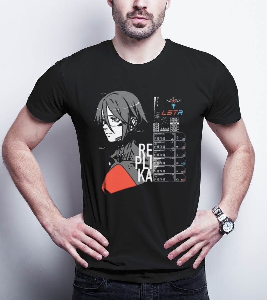 REPLIKA LSTR Wake Up Signalis Character Profile Black T-Shirt