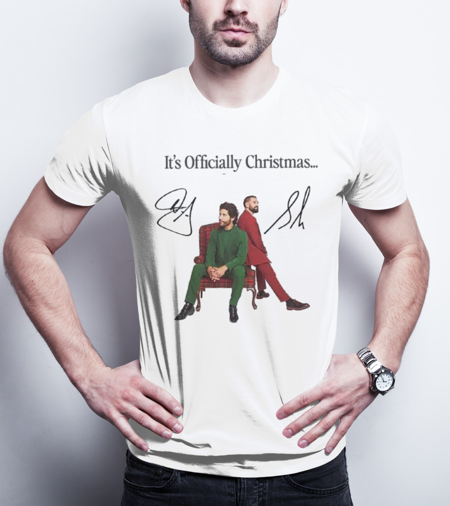 Dan And Shay It's Officially Christmas Signatures Plaid Chair Suits T-Shirt