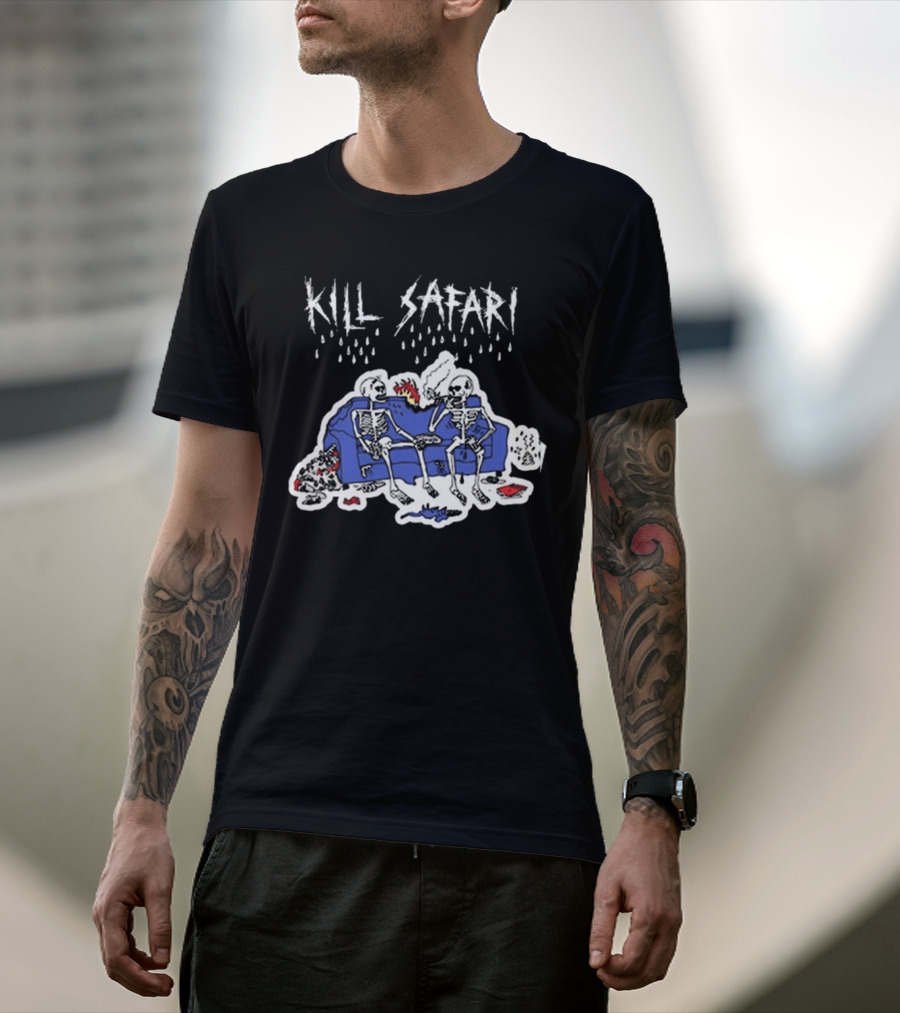 Kill Safari Skeletons Smoking On Couch T-Shirt