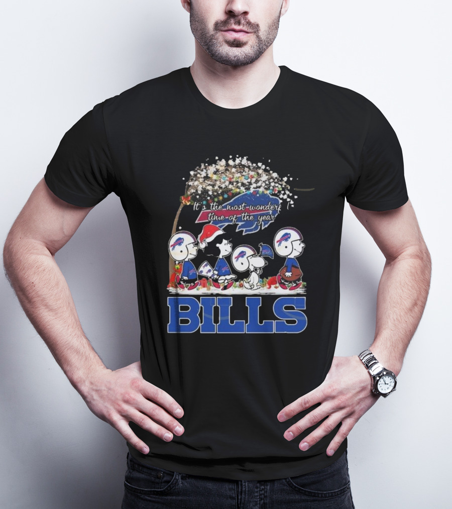 Peanuts Characters Buffalo Bills NFL Christmas It’s The Most Wonderful Time Of The Year T-Shirt