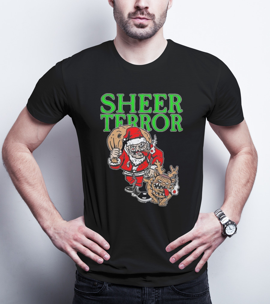 Screw Yule Sheer Terror Santa With Angry Reindeer T-Shirt