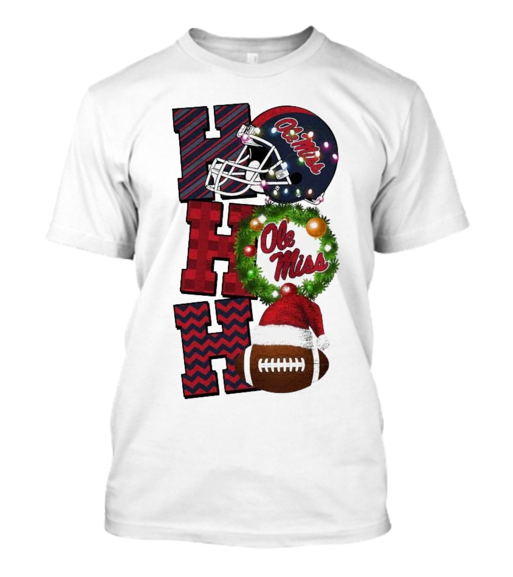 Ole Miss Rebels Ho Ho Ho Christmas Football Helmet Game Day T-Shirt