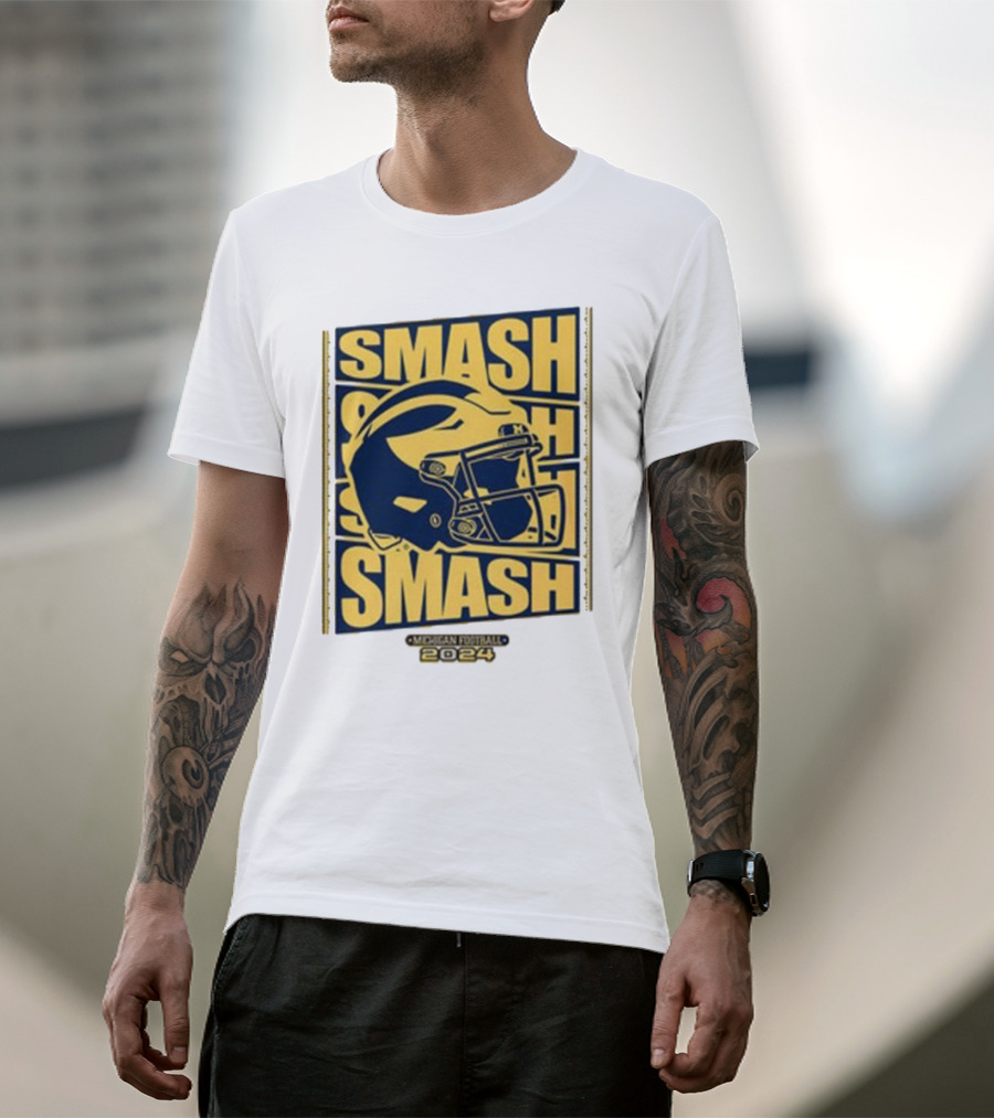Michigan Football Smash Helmet T-Shirt