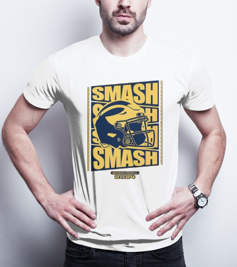 Michigan Football Smash Helmet T-Shirt