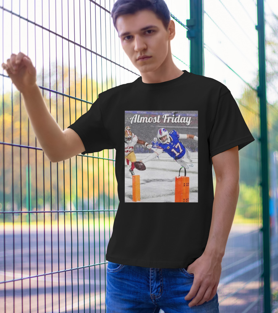 Almost Friday Josh Allen Diving Touchdown Snow Football T-Shirt