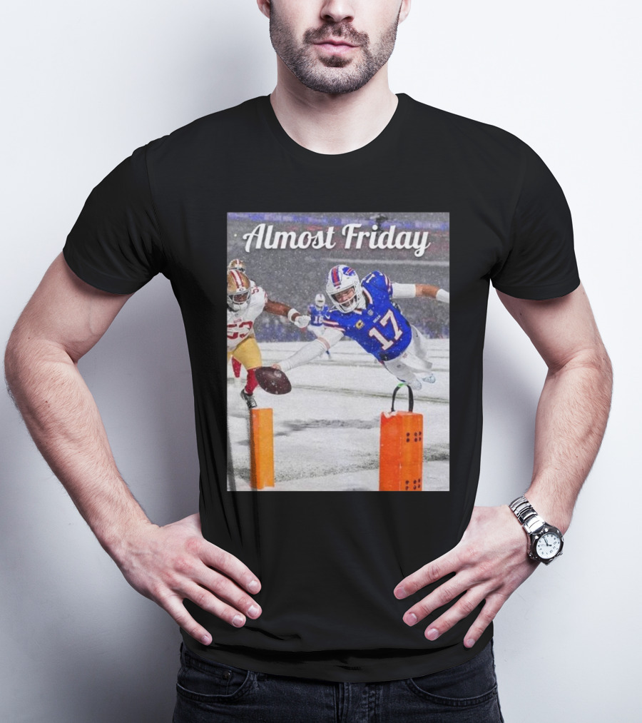 Almost Friday Josh Allen Diving Touchdown Snow Football T-Shirt