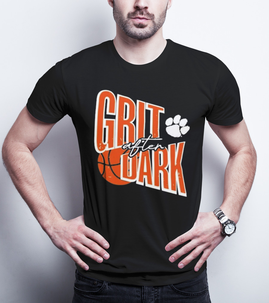 Clemson Grit After Dark Basketball And Paw Prints T-Shirt