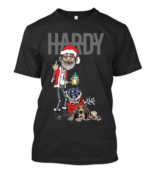 Hardy Christmas Santa Jim Bob With KY Bottle And Dogs Holiday T-Shirt