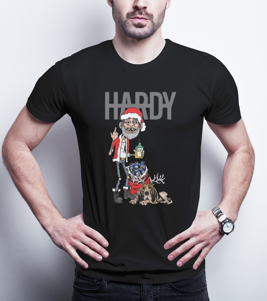 Hardy Christmas Santa Jim Bob With KY Bottle And Dogs Holiday T-Shirt