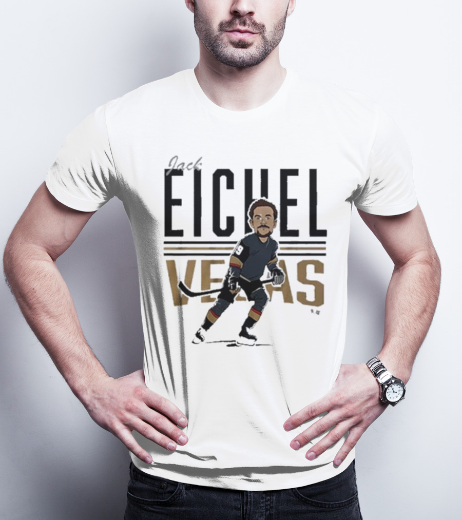 Jack Eichel Vegas Hockey Caricature Eichel Center Ice T-Shirt