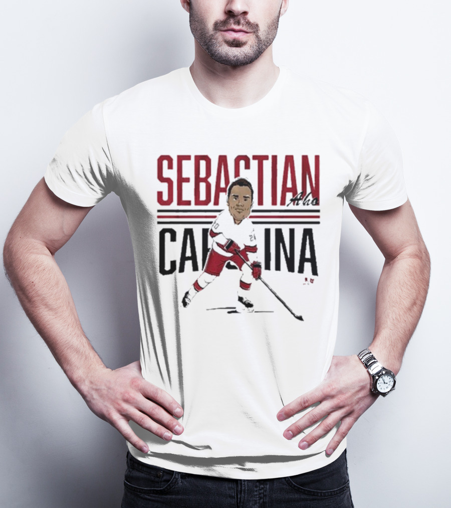 Sebastian Aho Carolina Ice Hockey Caricature T-Shirt