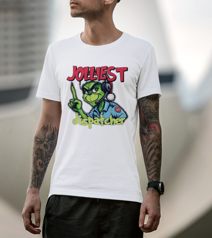The Grinch Jolliest Dispatcher Christmas Holiday Fun T-Shirt
