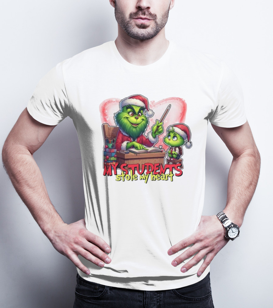 The Grinch My Students Stole My Heart Christmas Image T-Shirt