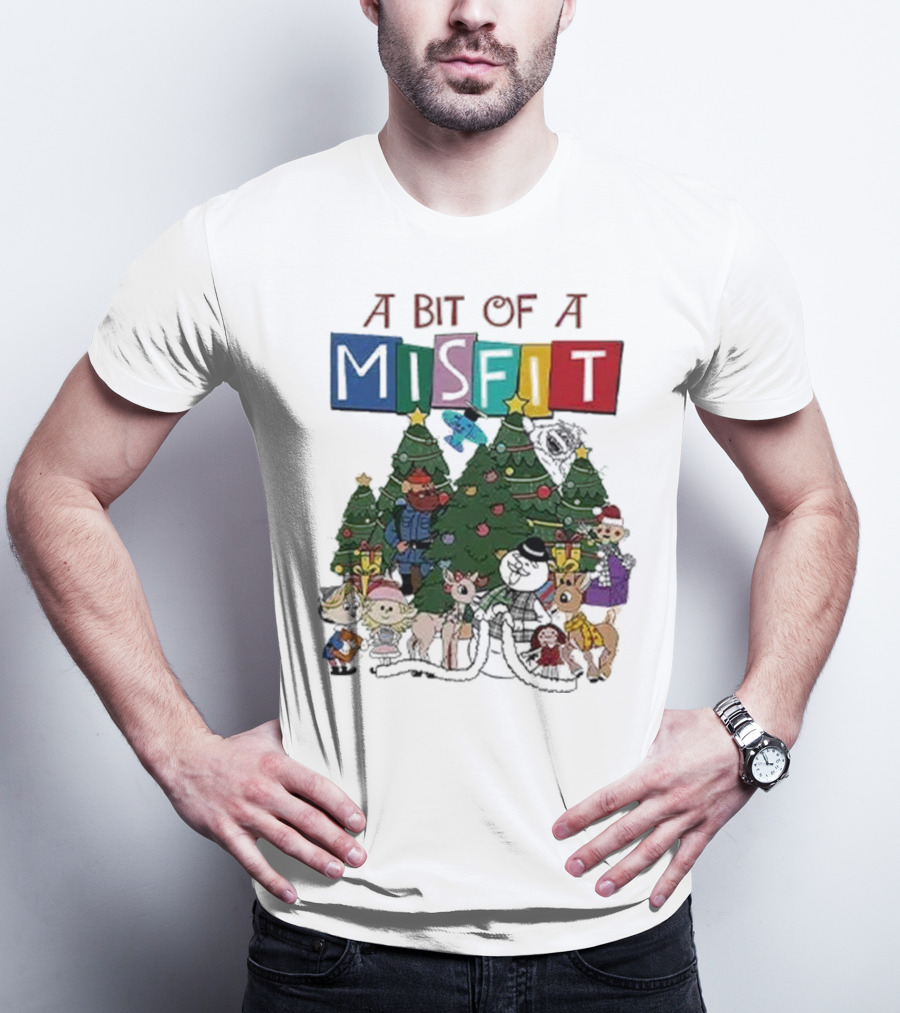 A Bit Of A Misfit Rudolph The Red Nosed Reindeer Christmas Characters With Trees T-Shirt