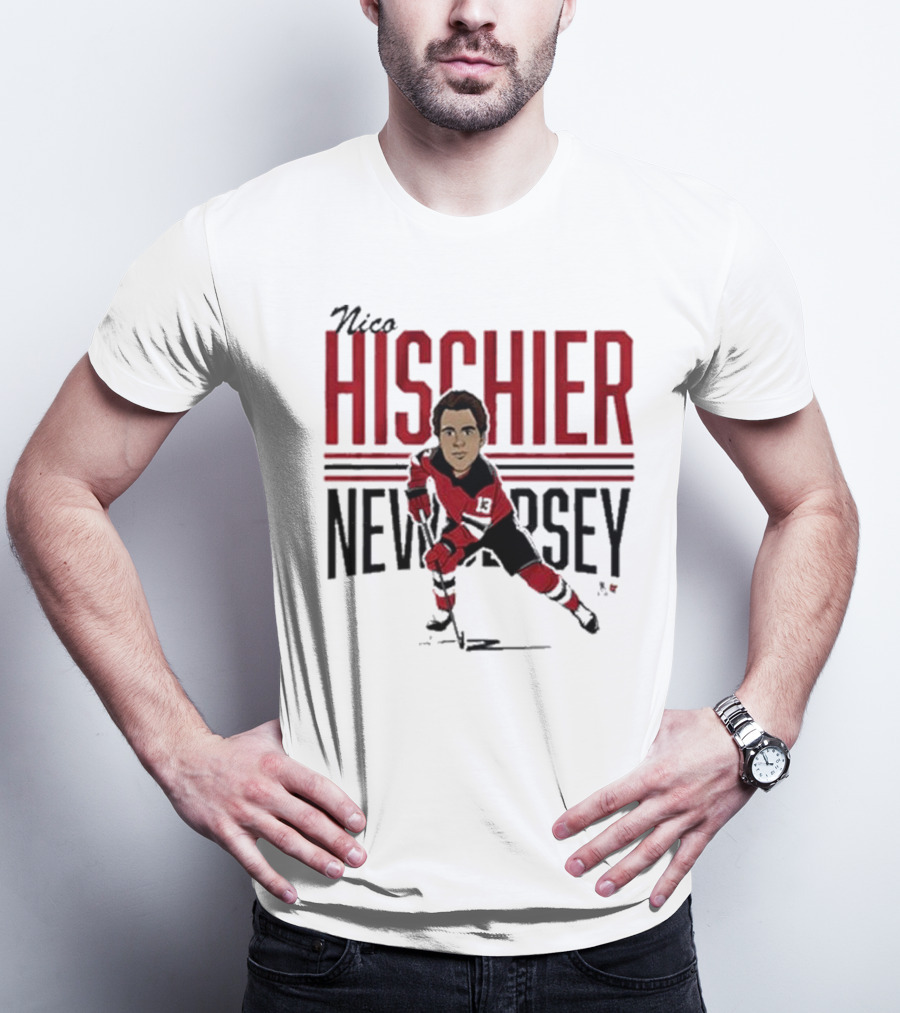 Nico Hischier New Jersey Center Ice Caricature T-Shirt