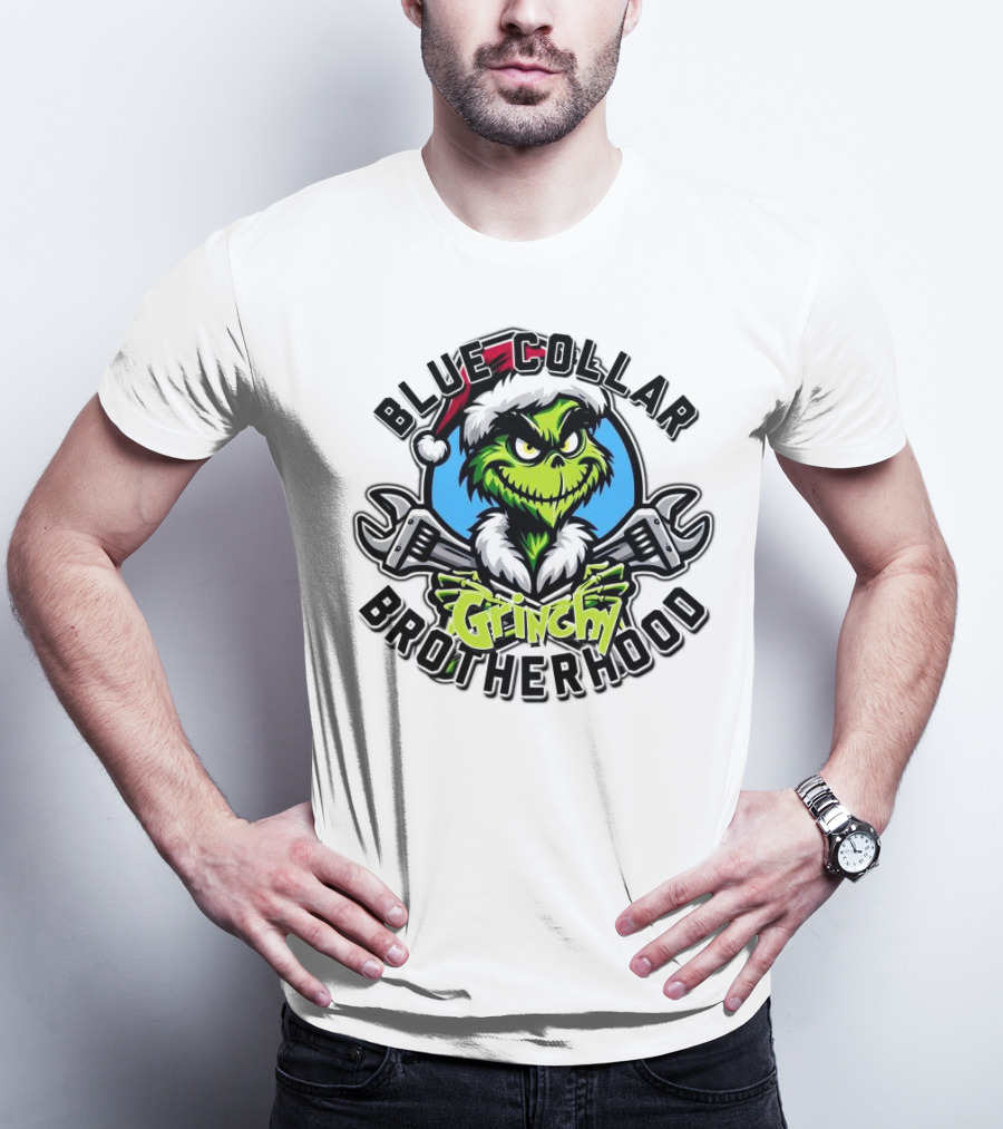 Blue Collar Grinchy Brotherhood Merry Christmas The Grinch T-Shirt