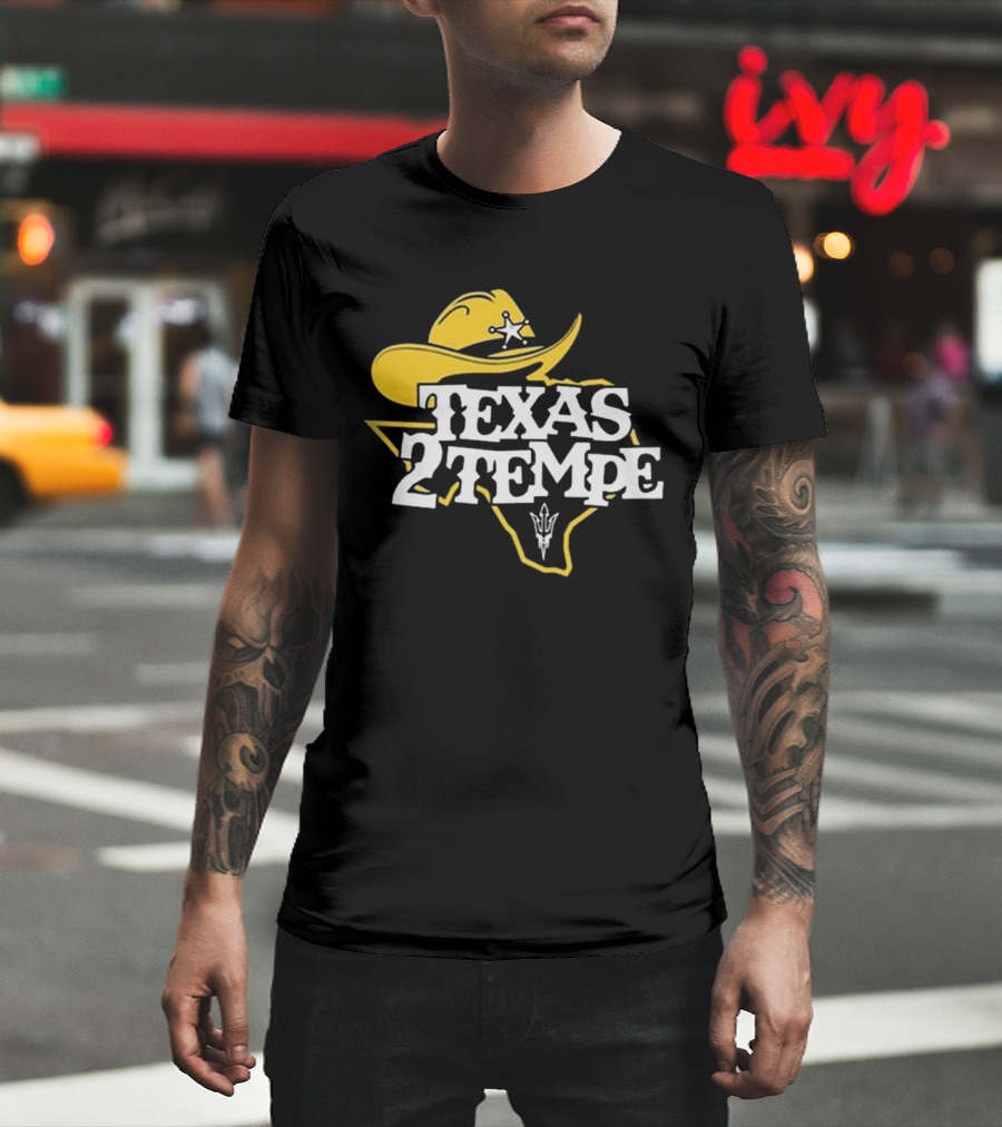 Kenny Dillingham Texas 2 Tempe Cowboy Hat State Outline Pitchfork T-Shirt