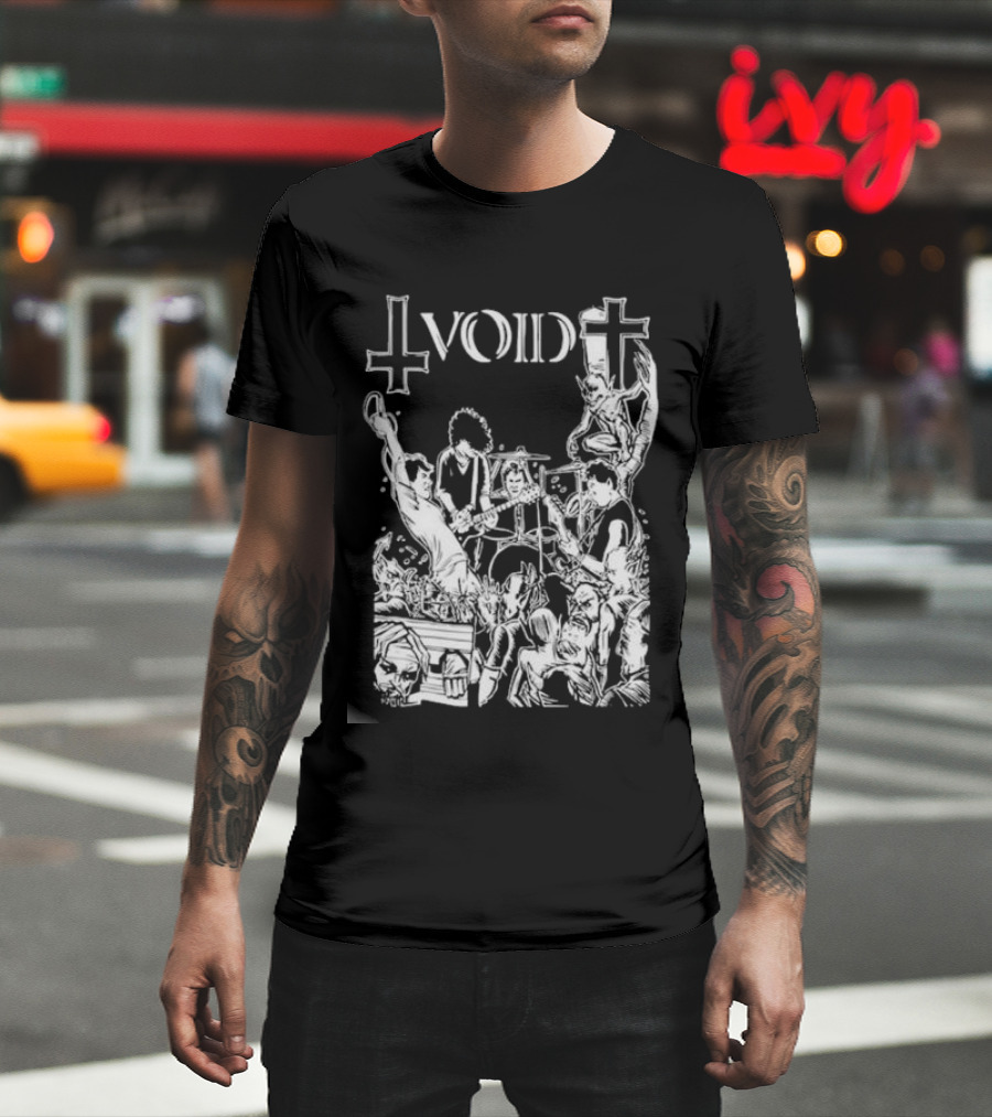 Void Time To Die Band Artwork With Crosses And Skeletons T-Shirt
