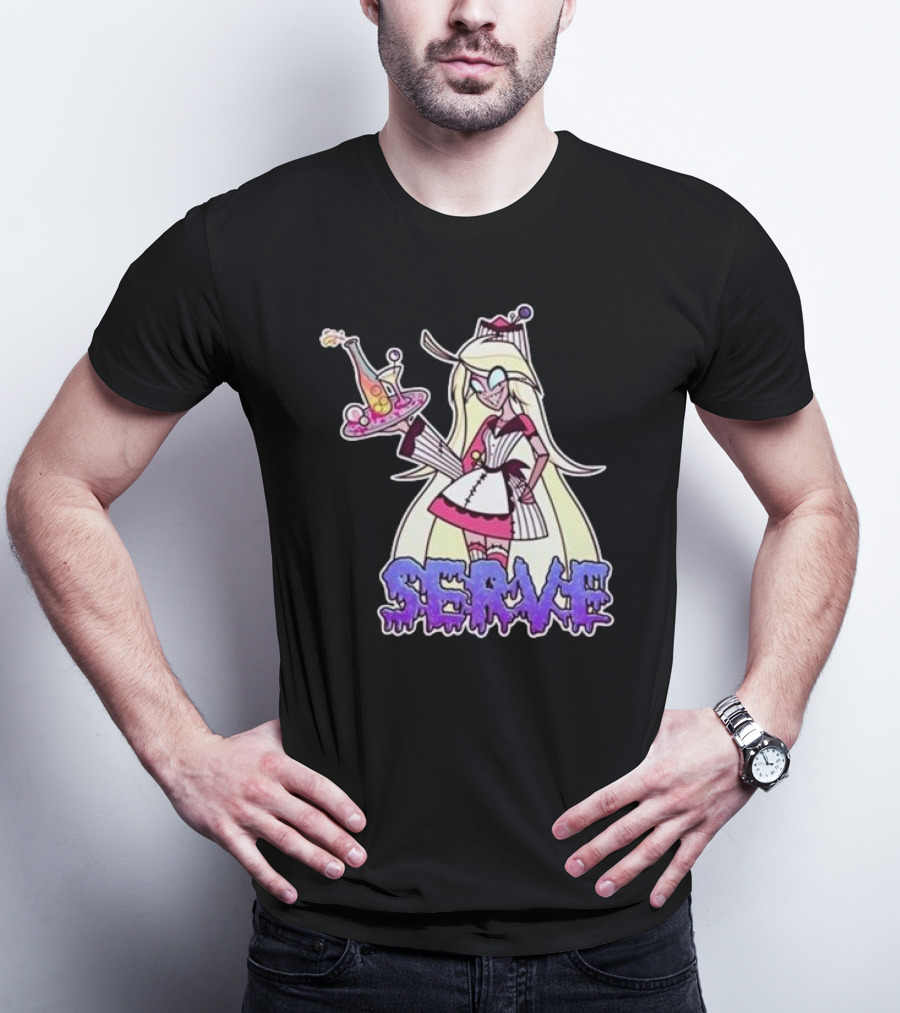 Weeby Newz Serve Demon Weeby Anime Character With Potion Tray T-Shirt