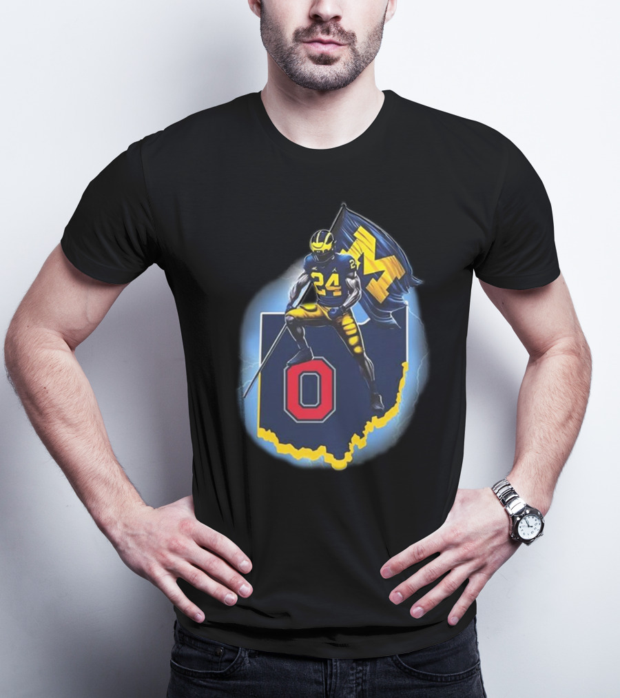 Michigan Plant The Flag Mich-again Hail To The Victors 4 In A Row Bichigan Maps T-Shirt