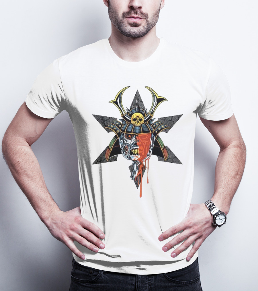 God’s Hate Shuriken Samurai Skull Starburst Horror T-Shirt