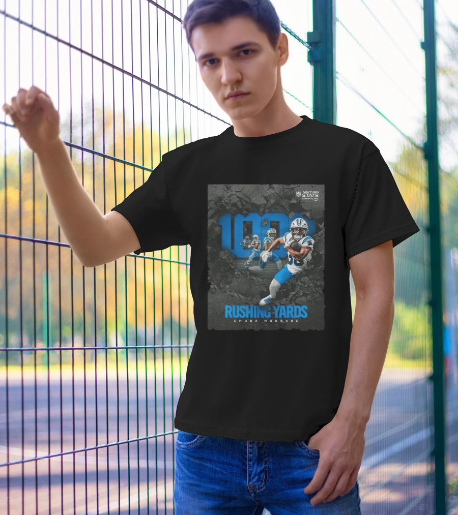 Carolina Panthers 1000 Rushing Yards Chuba Hubbard Next Gen Stats T-Shirt