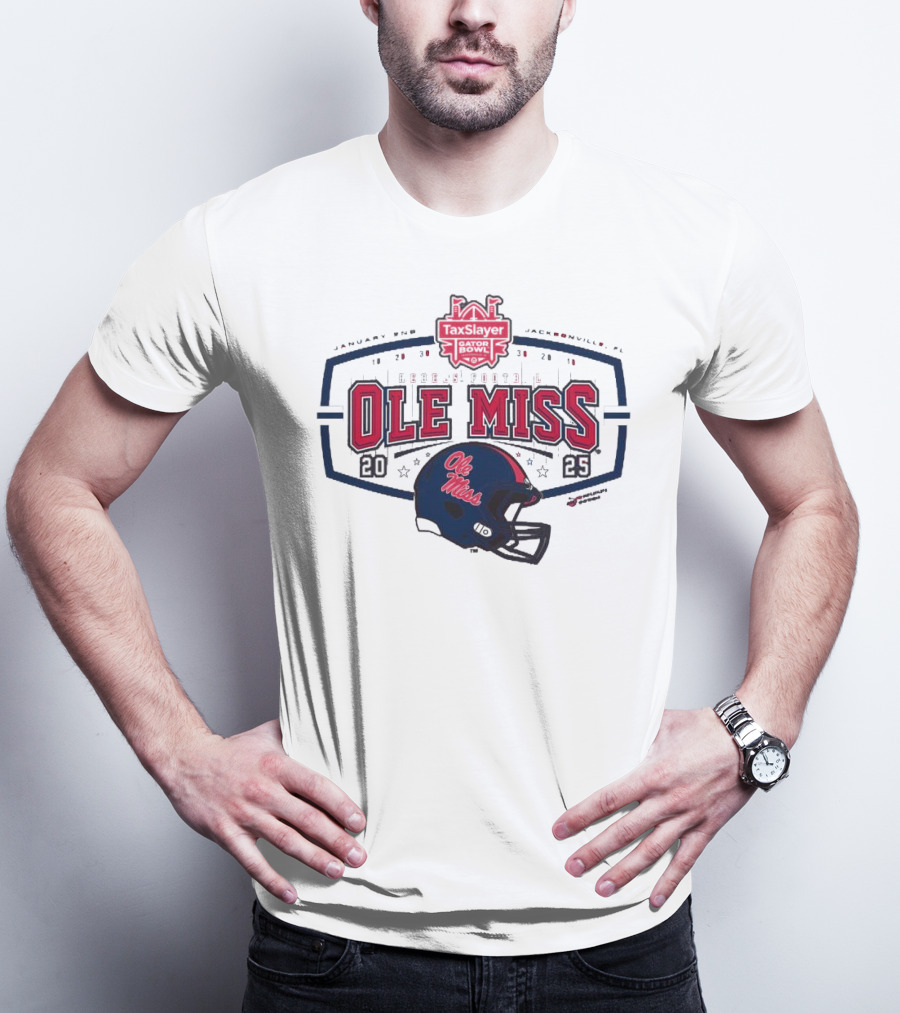 2025 Ole Miss Rebels TaxSlayer Gator Bowl January 2nd Jacksonville FL Football Helmet T-Shirt