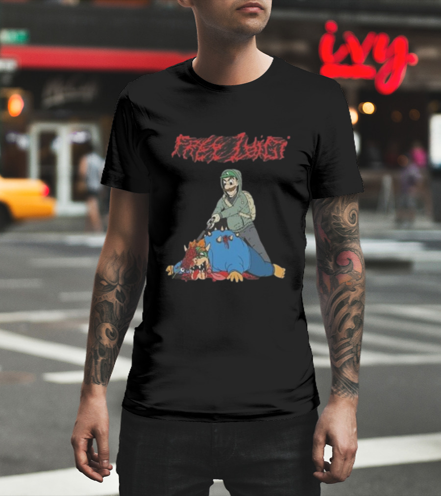 Free Luigi Mangione Sanguisugabogg Controversy Mario T-Shirt