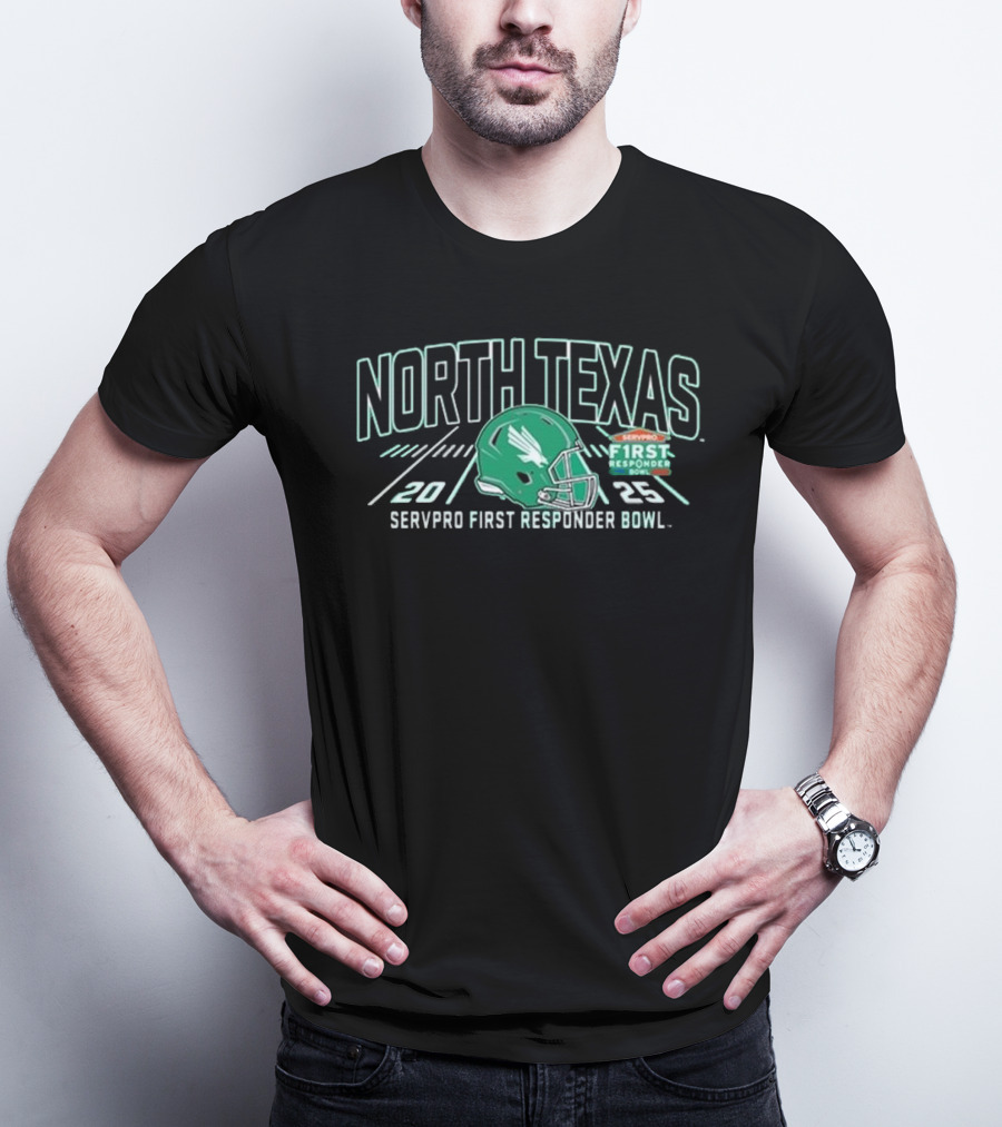 North Texas Mean Green 2025 SERVPRO First Responder Bowl Helmet T-Shirt