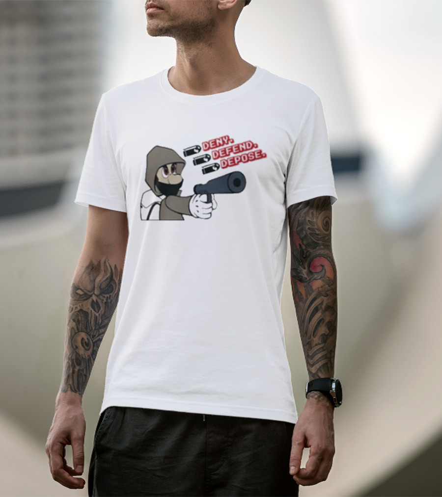 Luigi Mangione Deny Defend Depose Cartoon Character Gaming T-Shirt