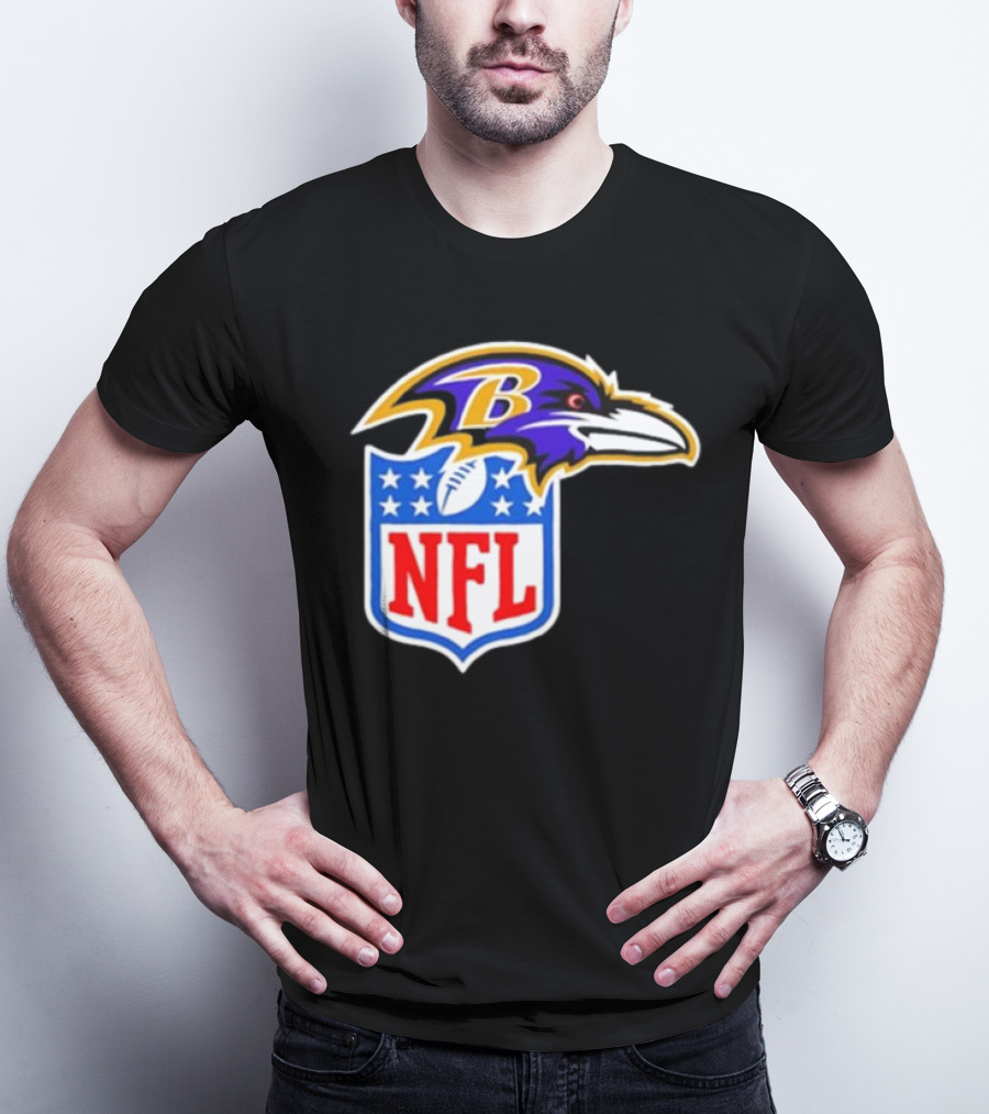 Baltimore Ravens NFL Shield Emblem Ravens Head T-Shirt