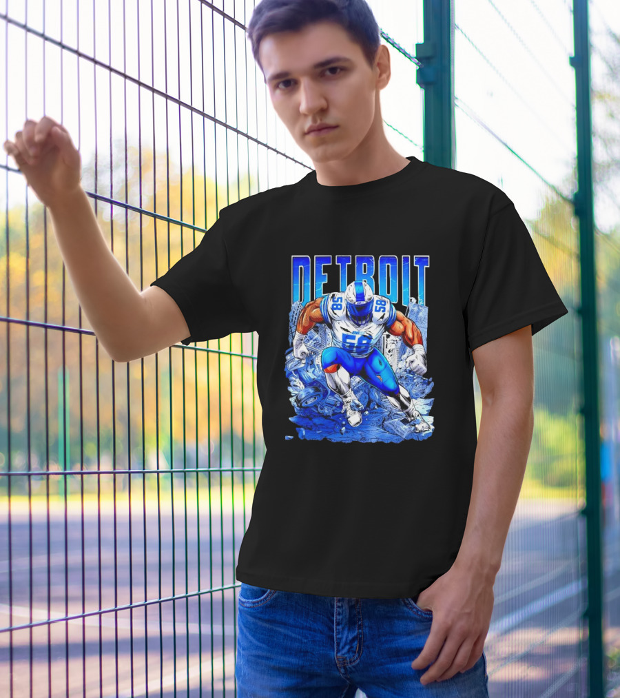 Detroit Lions Penei Sewell 58 Cartoon Superhero Action T-Shirt