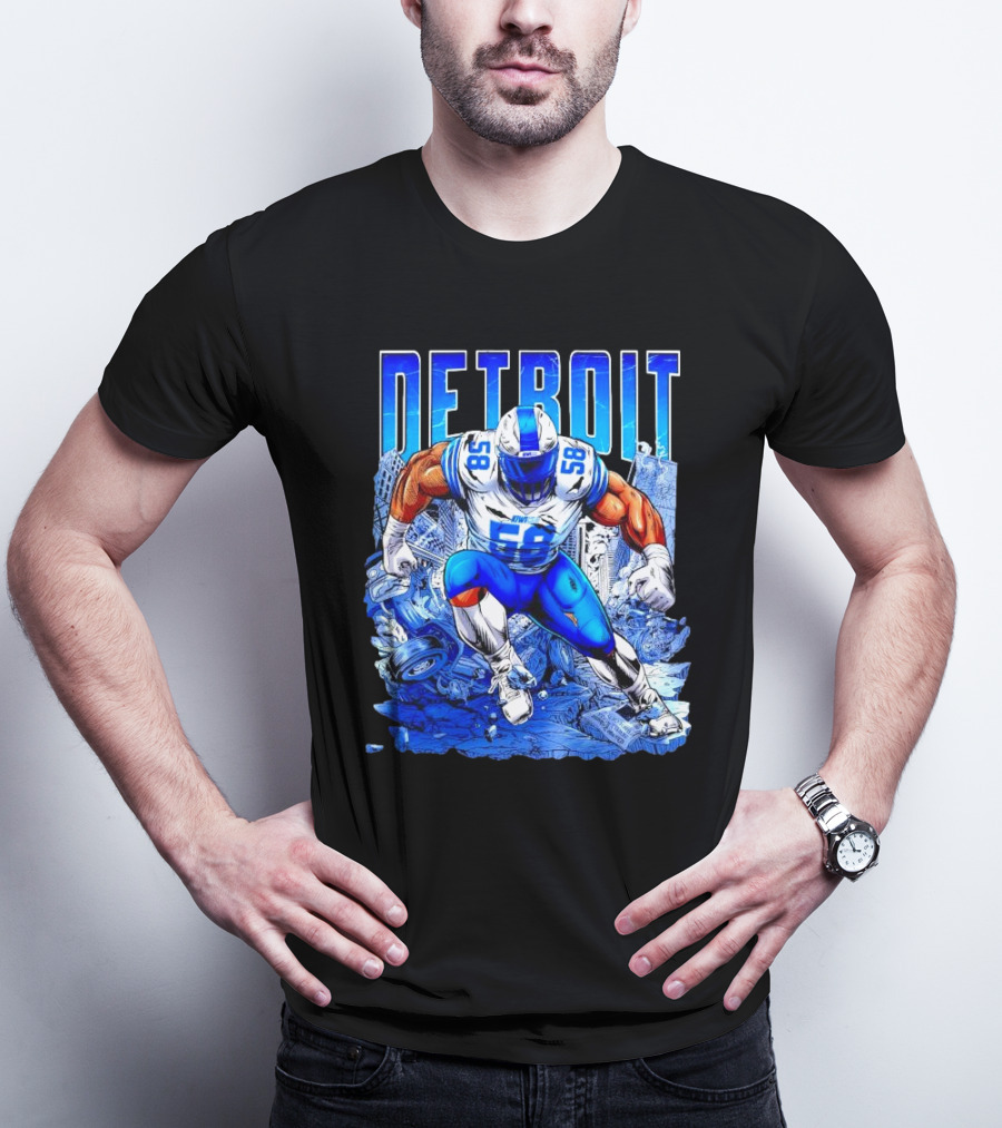 Detroit Lions Penei Sewell 58 Cartoon Superhero Action T-Shirt
