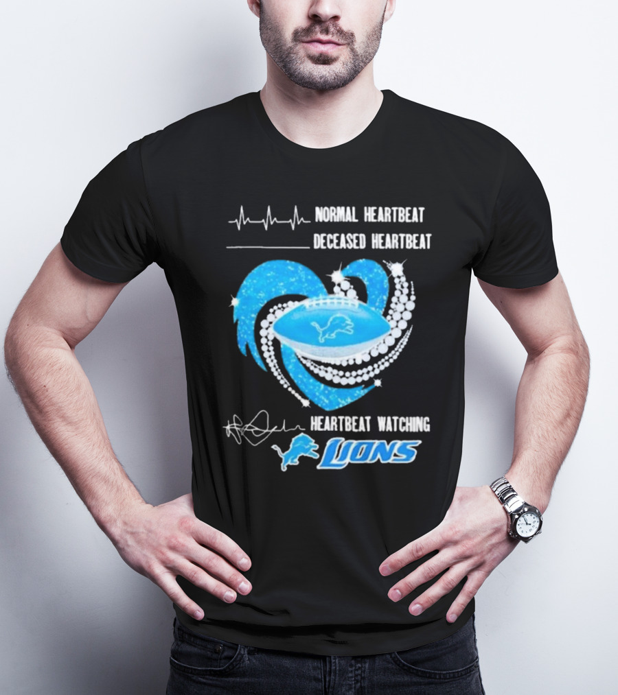 Normal Heartbeat Deceased Heartbeat Heartbeat Watching Detroit Lions T-Shirt