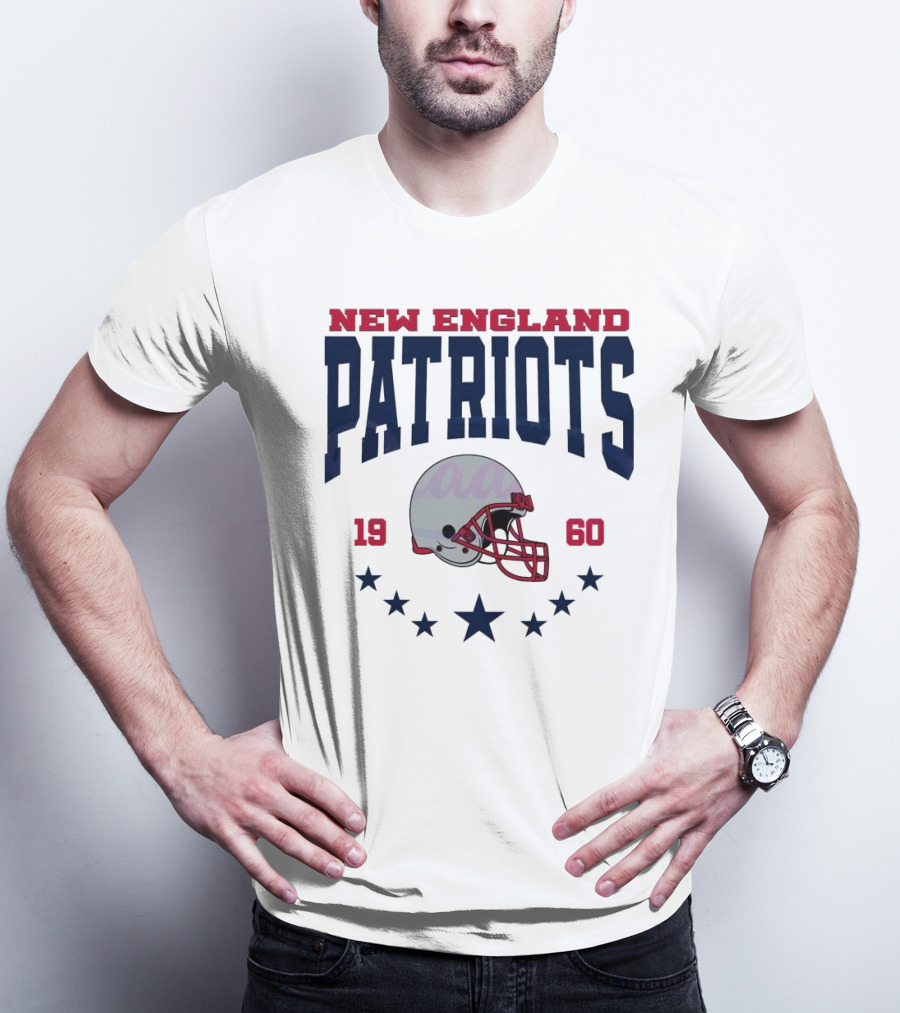 New England Patriots 1960 Vintage Football Helmet Retro Stars T-Shirt