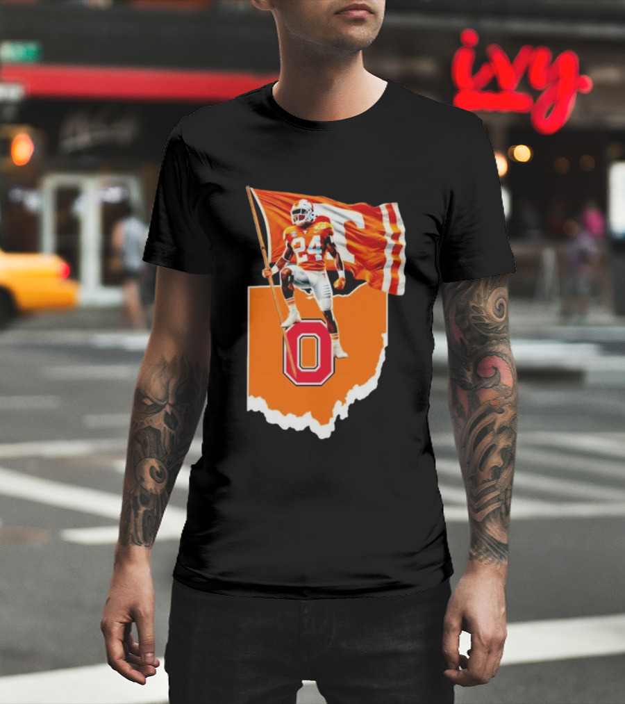 Jordan Matthews Tennessee Volunteers Flag Over Ohio State Outline T-Shirt