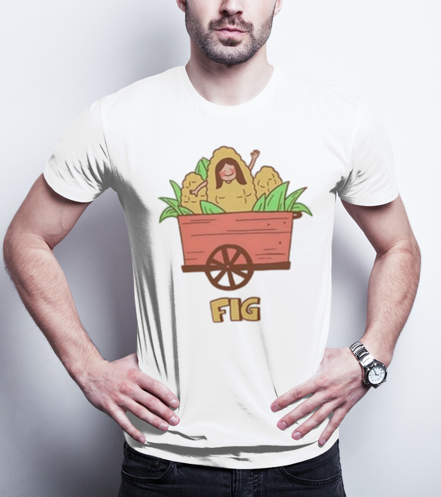 Figwoop Cart Fig With Corn And Smiling Figure T-Shirt