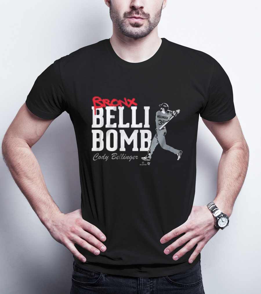 Bronx Belli Bomb Cody Bellinger 35 Swing Baseball T-Shirt