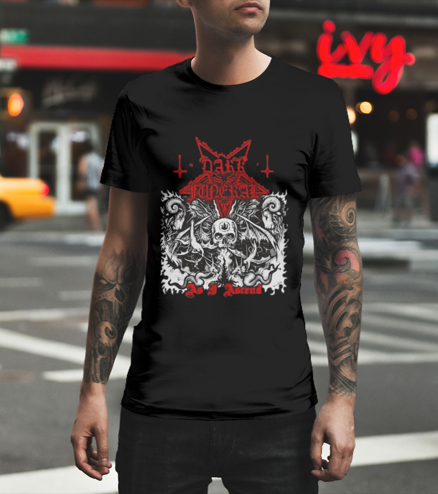 Dark Funeral As I Ascend Skull Bat Wings Gothic Symbolism T-Shirt