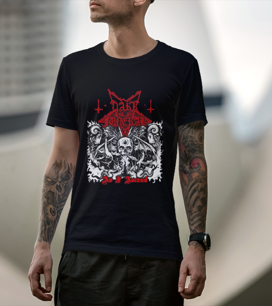 Dark Funeral As I Ascend Skull Bat Wings Gothic Symbolism T-Shirt